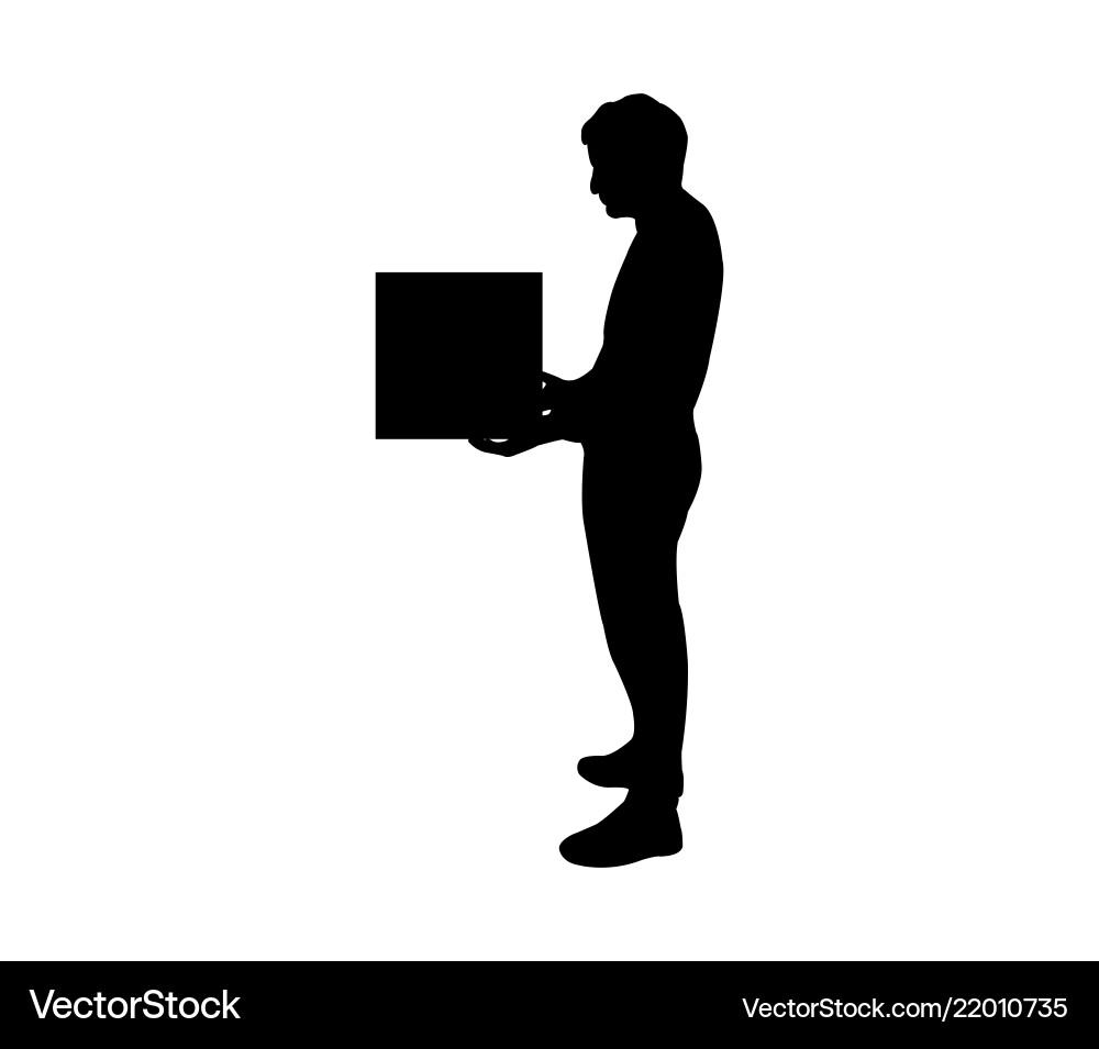 Man icon with parcel Royalty Free Vector Image