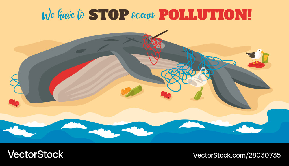 Ocean pollution isometric Royalty Free Vector Image