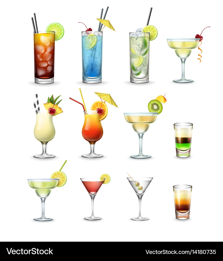 Set of cocktails Royalty Free Vector Image - VectorStock