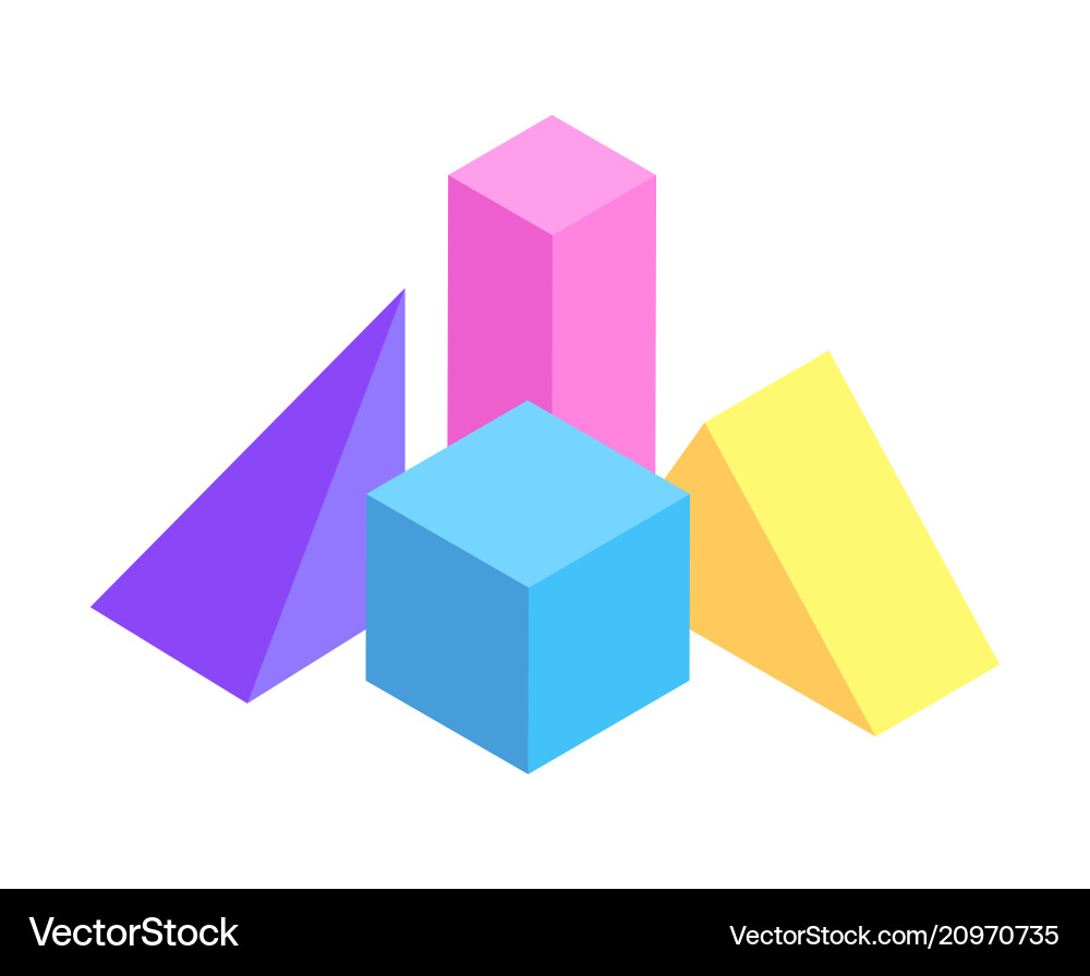 Two pyramids and square prisms poster Royalty Free Vector