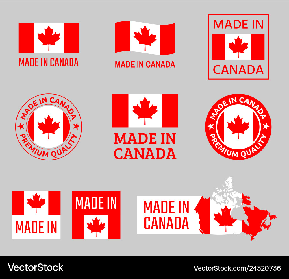 Canadian Product Emblems - Made in Canada Vector Image