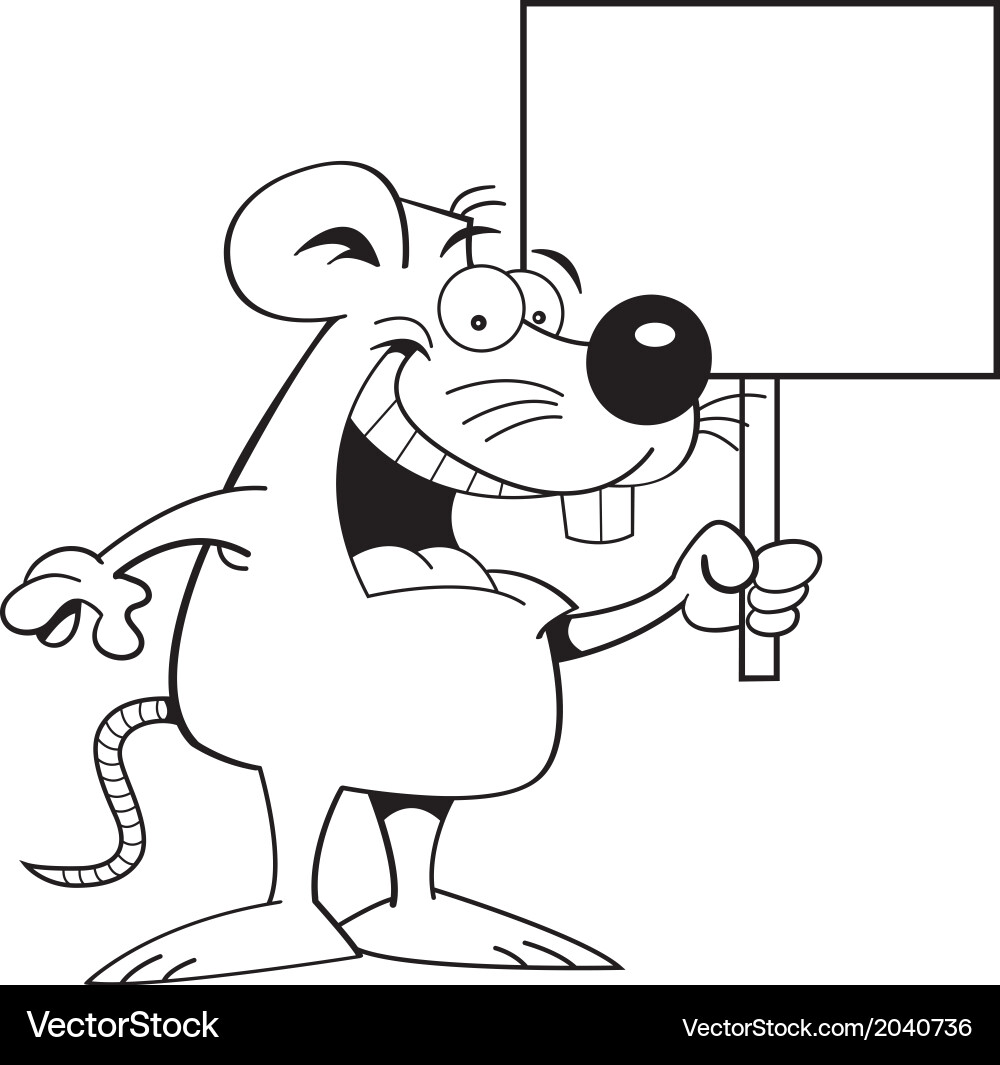 Cartoon mouse holding a sign Royalty Free Vector Image