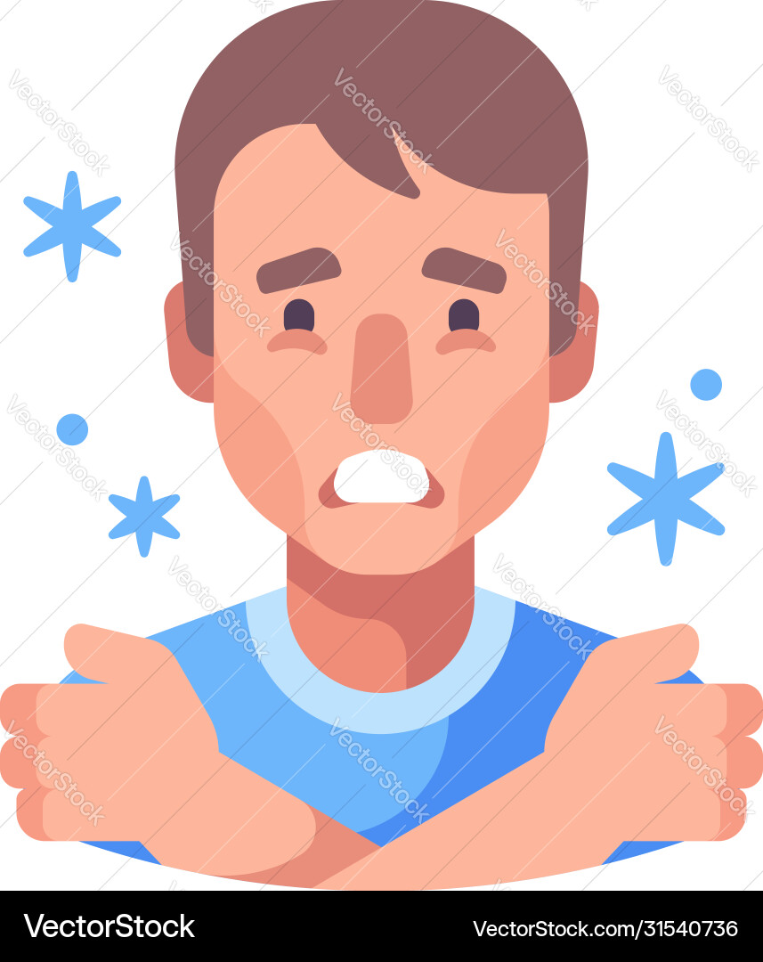 Chills flat man feeling cold and shivering Vector Image