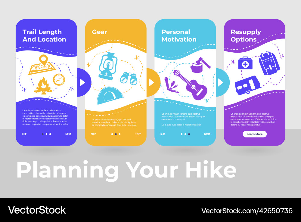 Collection stages for planning your hike Vector Image
