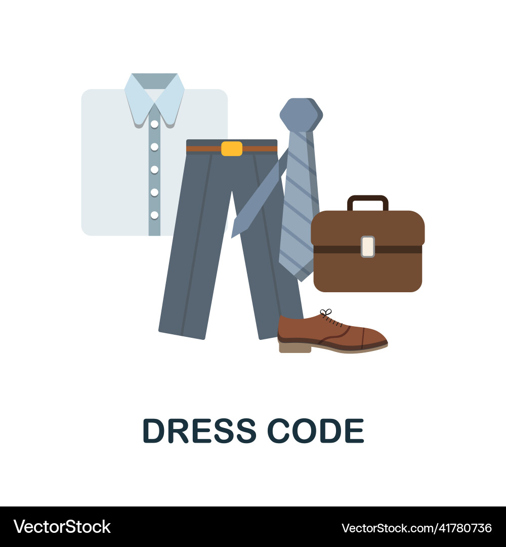 Dress code flat icon colored element sign from Vector Image