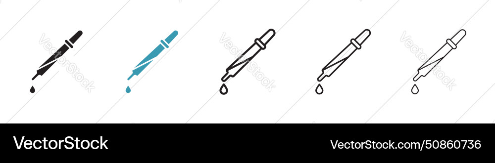 Dropper pipette icon set chemistry laboratory Vector Image