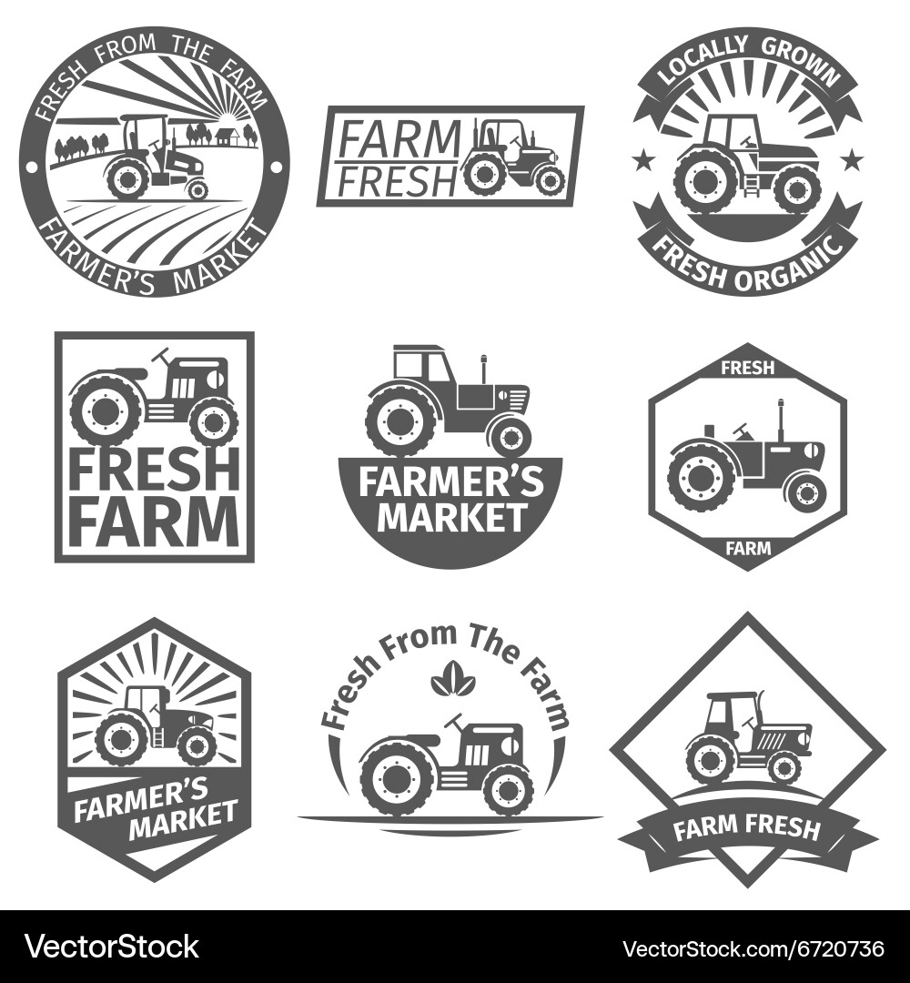 Farm labels with tractor Royalty Free Vector Image
