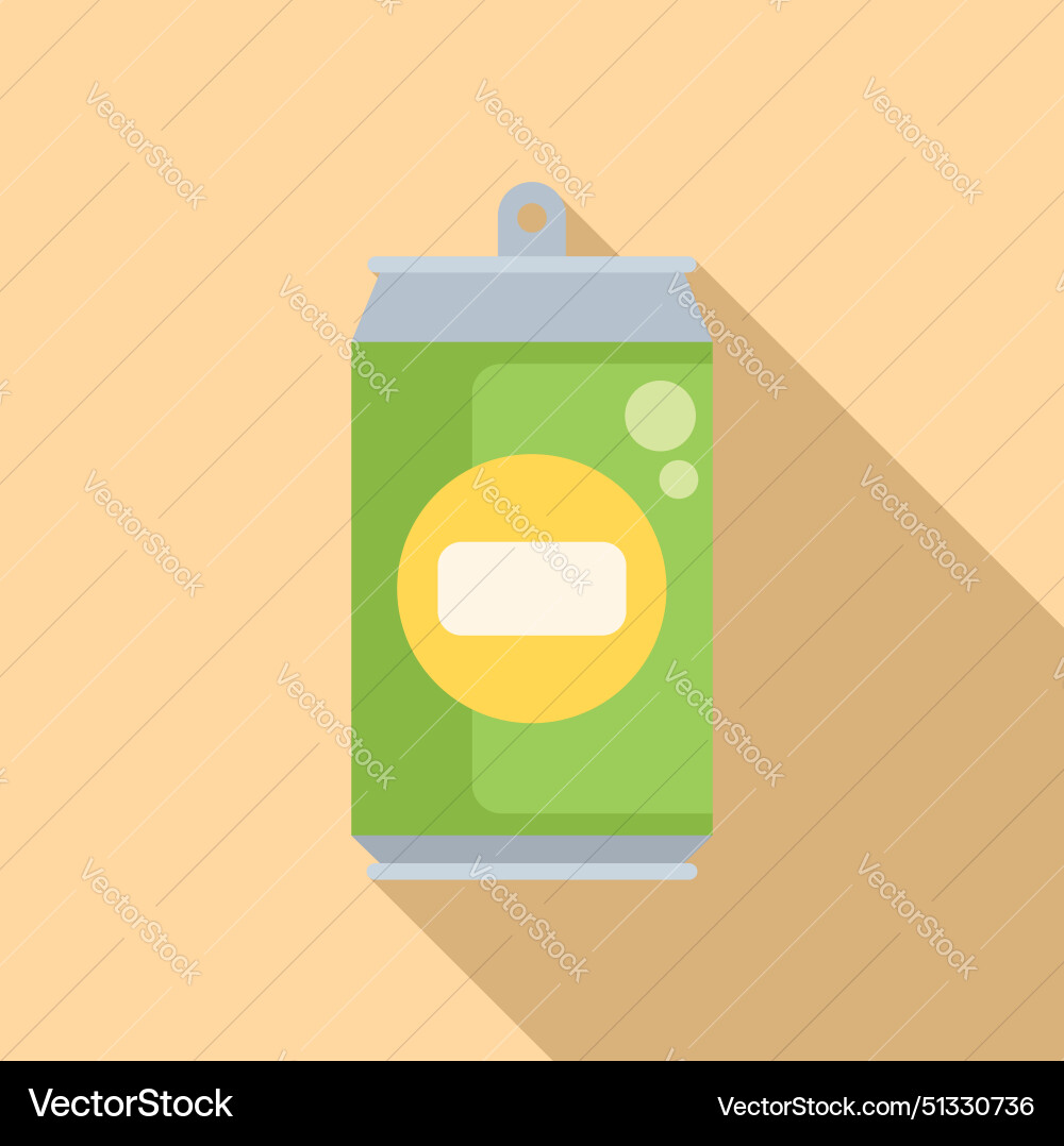 Flat design of a green soda can Royalty Free Vector Image
