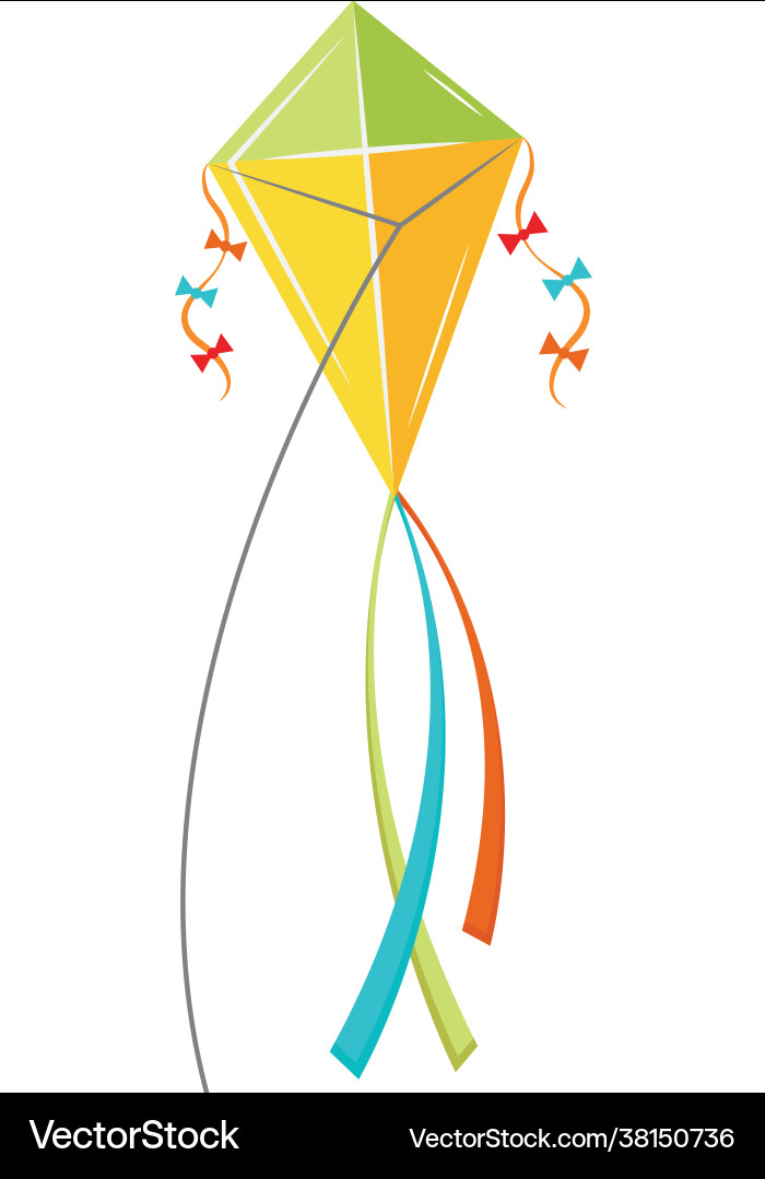 Green and yellow kite flying Royalty Free Vector Image