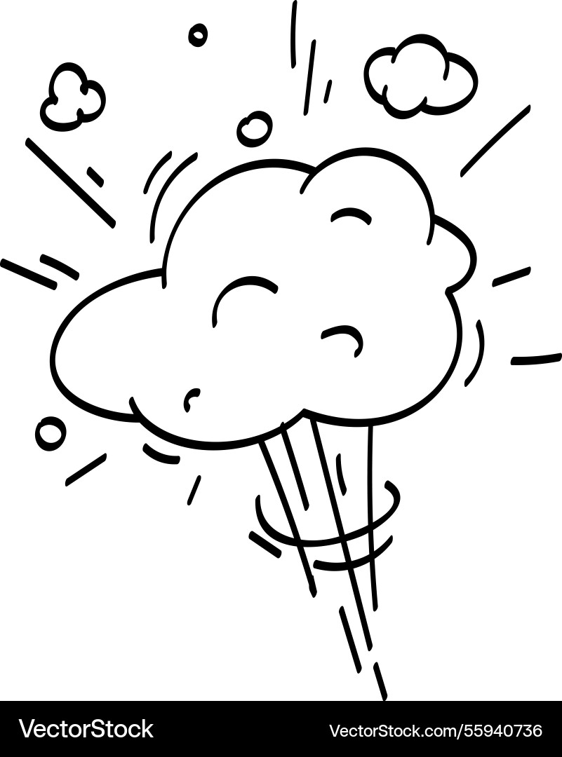 Hand drawn cartoon explosion cloud rising Vector Image