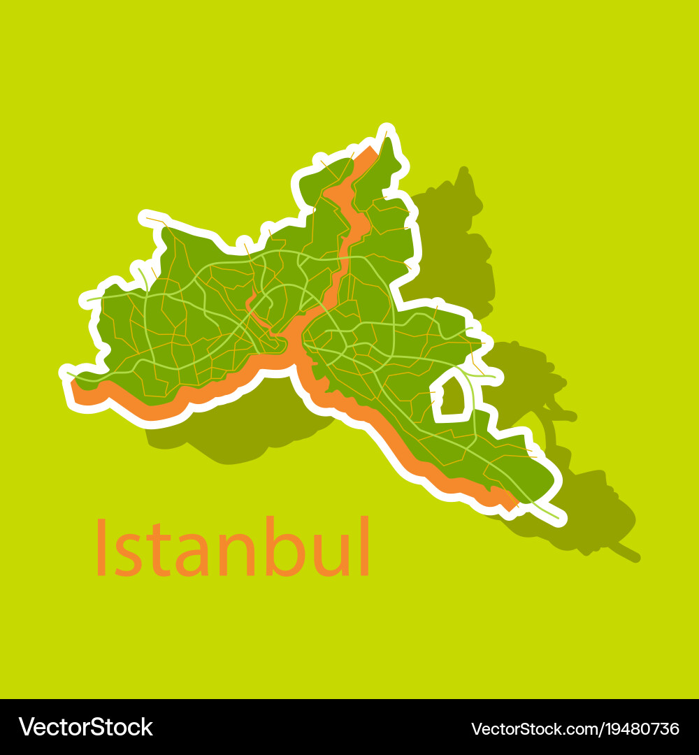 High quality map of istanbul sticker with borders Vector Image