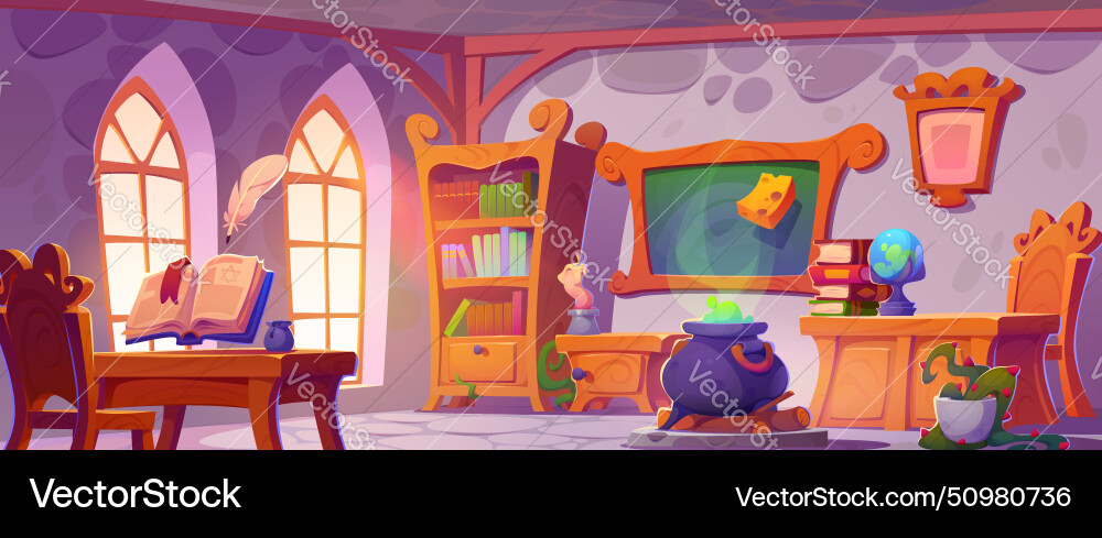 Magic school classroom interior Royalty Free Vector Image