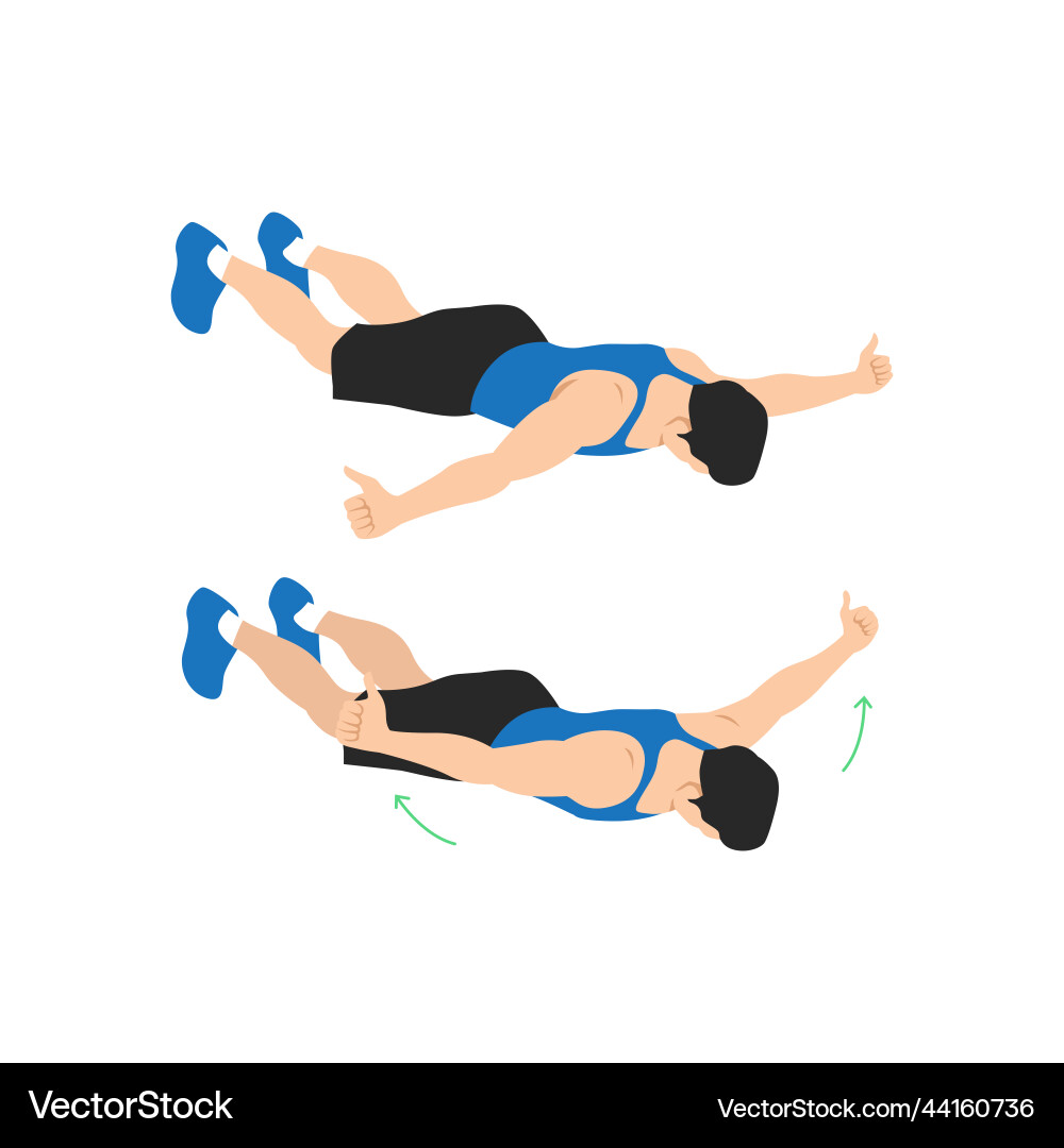 Man doing floor t raises exercise flat Royalty Free Vector
