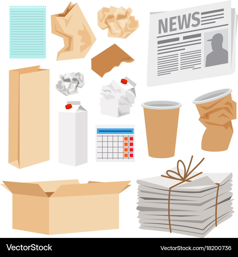 Paper Waste Icons Royalty Free Vector Image - VectorStock