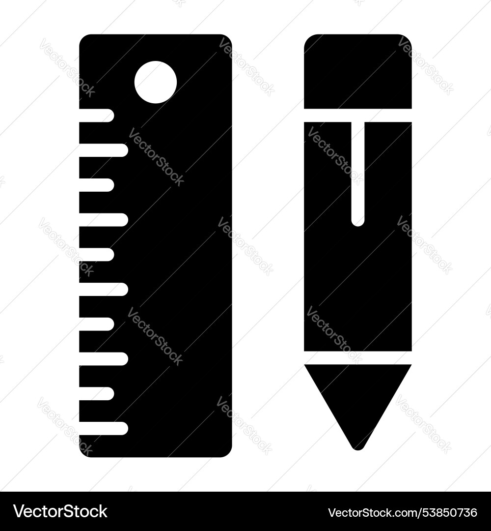 Pencil and ruler icon modern Royalty Free Vector Image