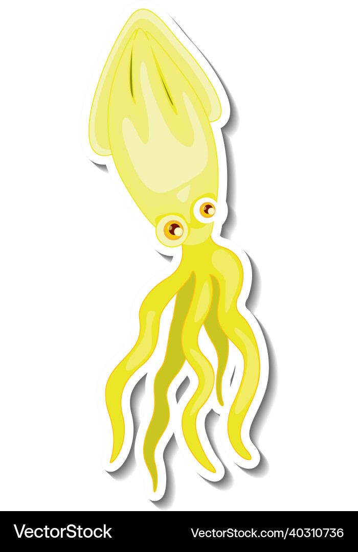 Squid sea animal cartoon sticker Royalty Free Vector Image