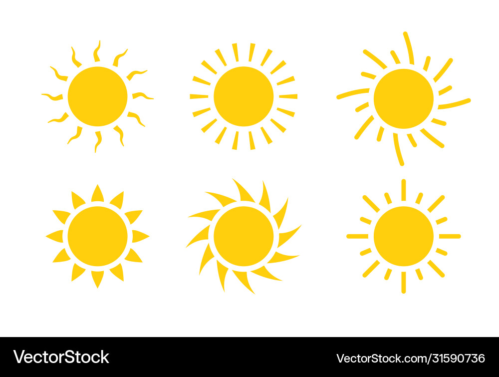 Sun icon symbol sunlight design Royalty Free Vector Image