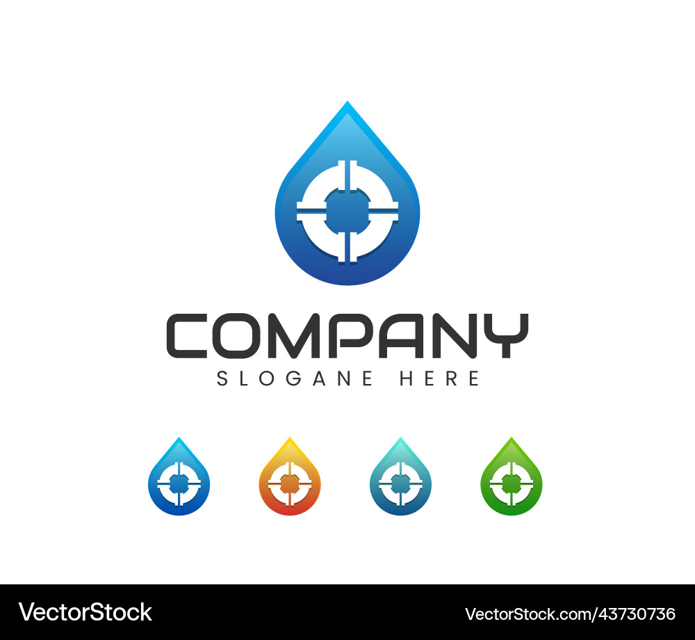 Waterline plumbing logo design template Royalty Free Vector