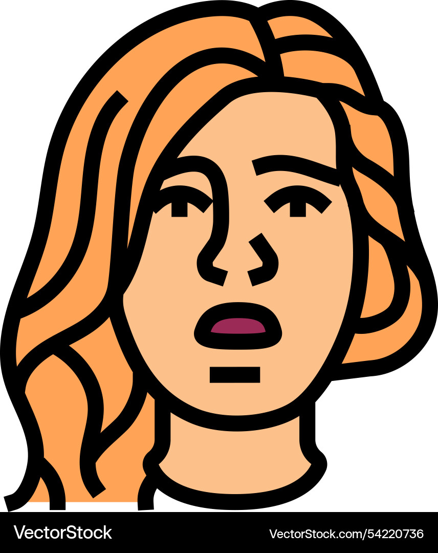 Worry woman expression color icon Royalty Free Vector Image