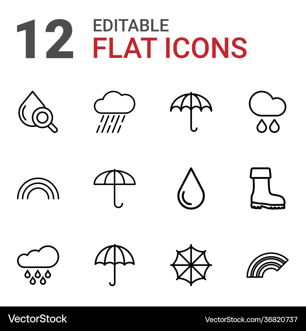 12 rain icons Royalty Free Vector Image - VectorStock