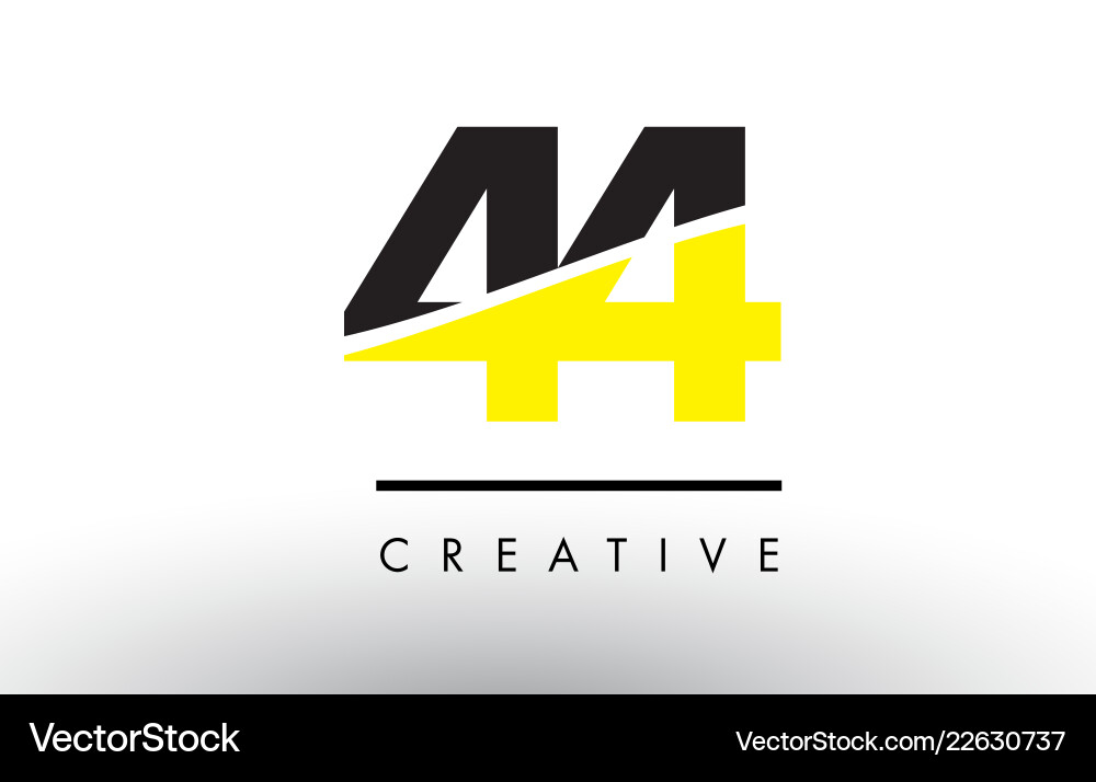 44 black and yellow number logo design Royalty Free Vector