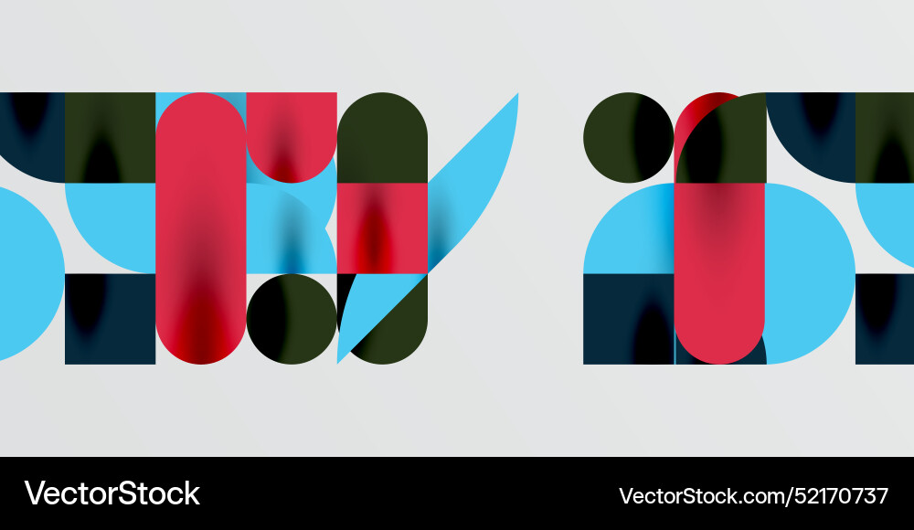 Circles semi squares and round shapes Royalty Free Vector