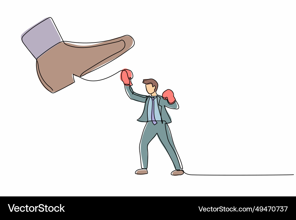 Continuous one line drawing brave businessman Vector Image