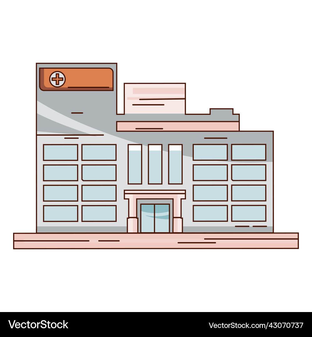 Drawn hospital building Royalty Free Vector Image