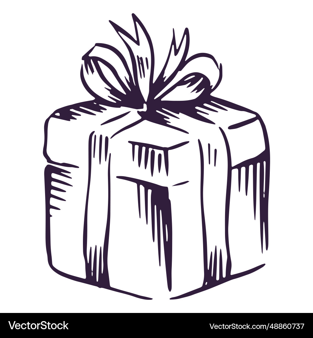 Gift box stroke design Royalty Free Vector Image