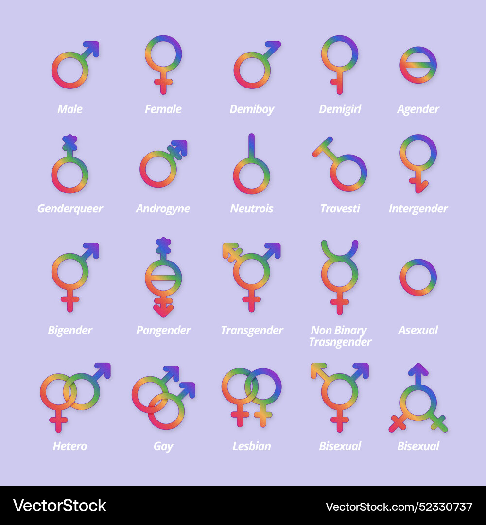Gradient pride month lgbt symbols collection Vector Image