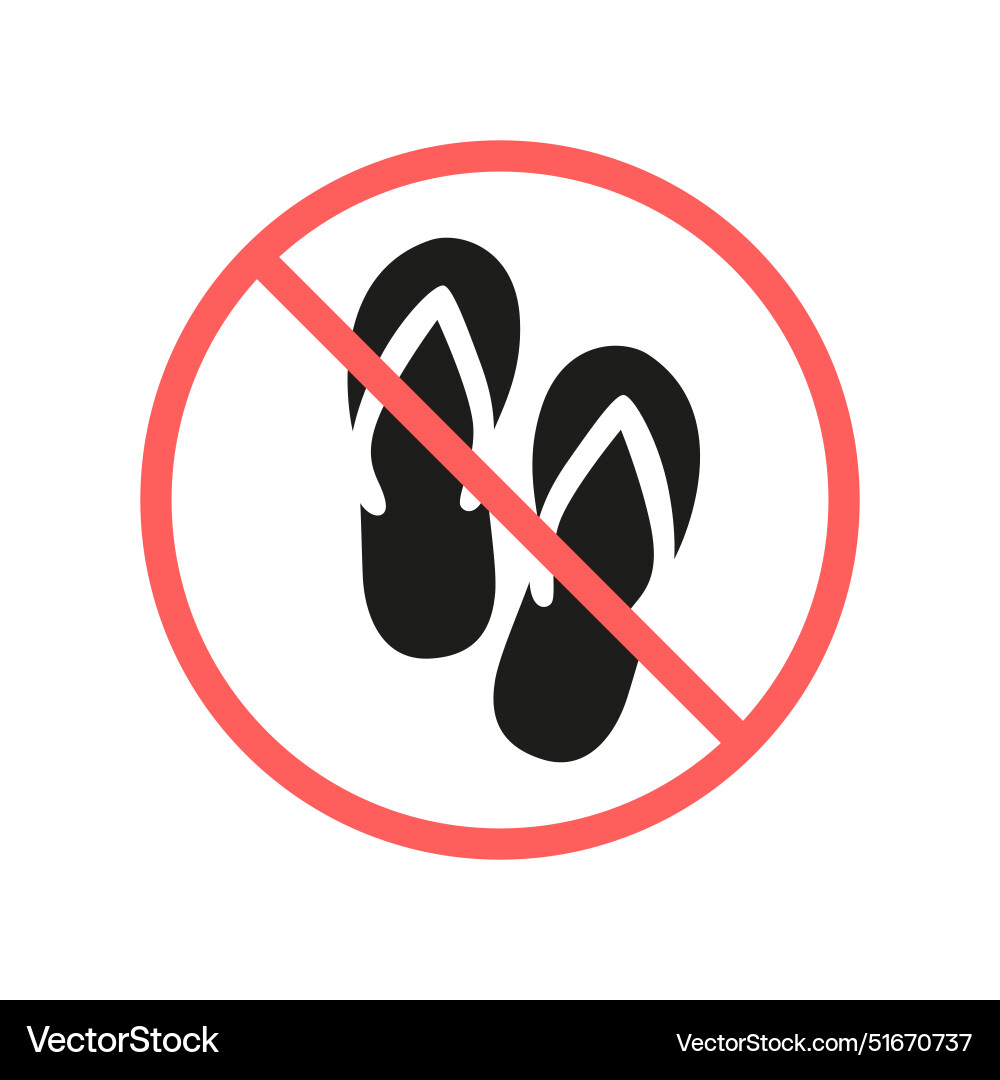 No sandals prohibition sign flip flops Royalty Free Vector