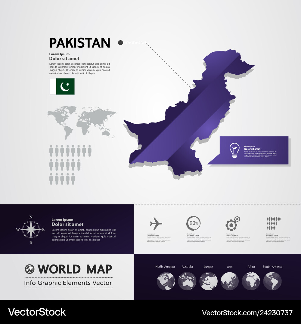 Pakistan map Royalty Free Vector Image - VectorStock
