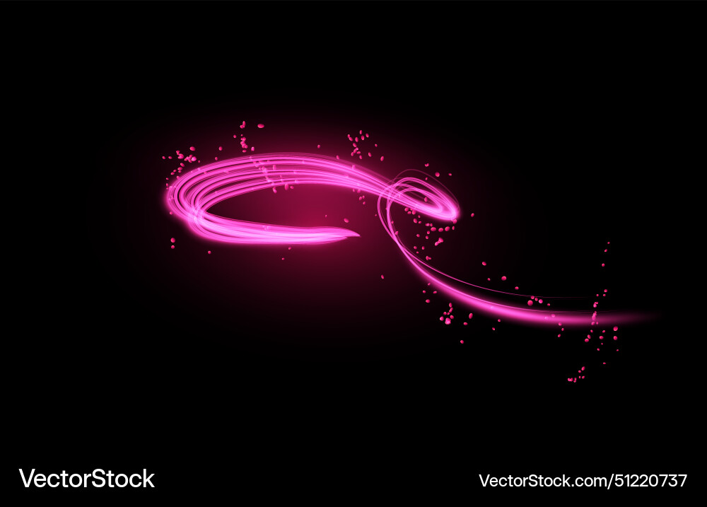 Pink neon glowing magic swirl energy effect Vector Image