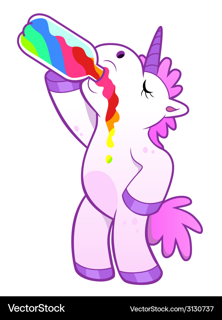 Rainbow Unicorn Drinking Cocktail Royalty Free Vector Image