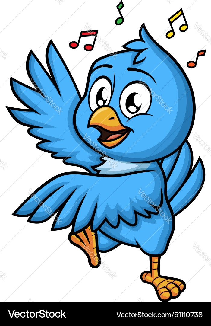 Blue bird dancing cartoon clip art Royalty Free Vector Image