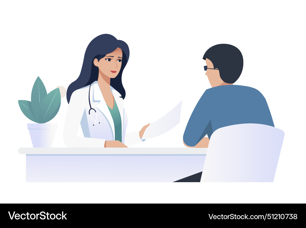 Doctor consulting with a patient Royalty Free Vector Image