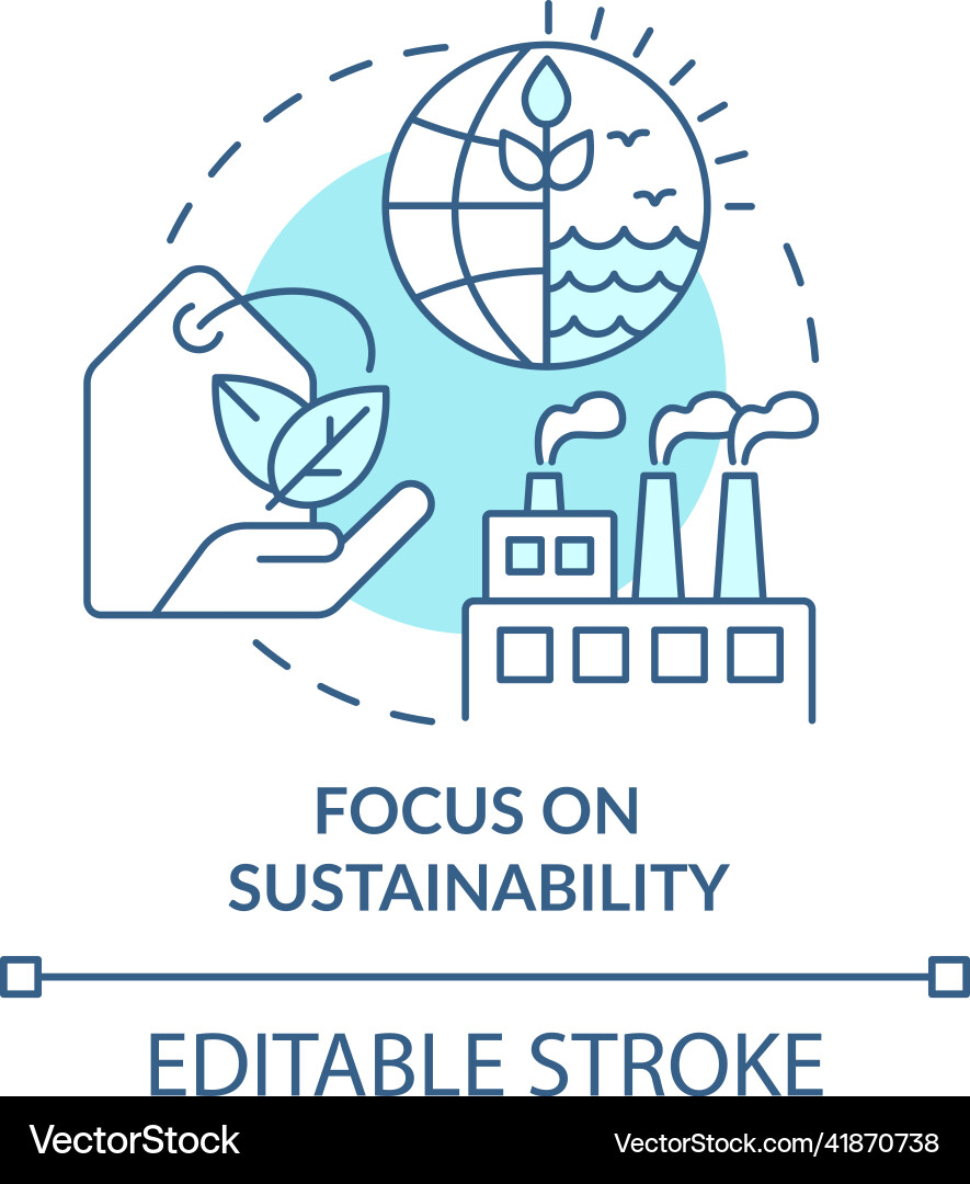 Focus on sustainability turquoise concept icon Vector Image