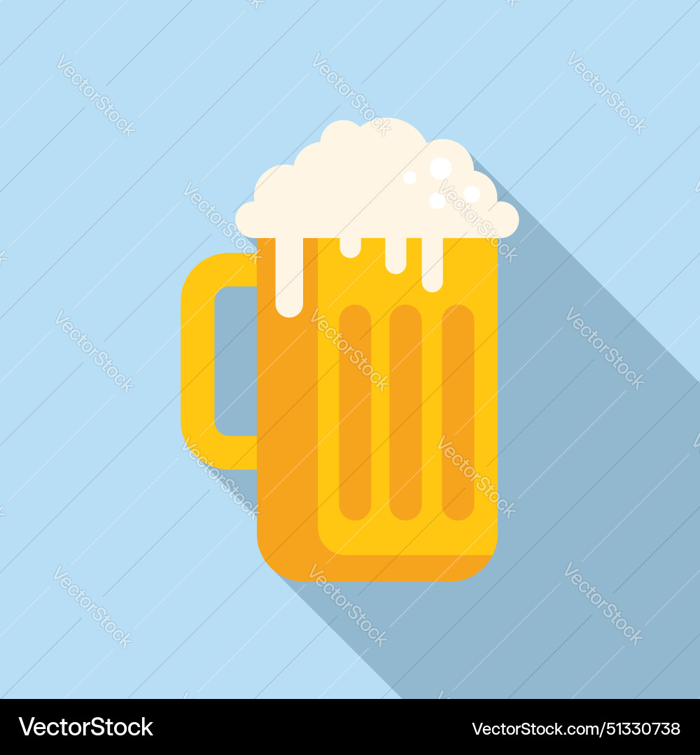 Frothy beer mug on blue background Royalty Free Vector Image