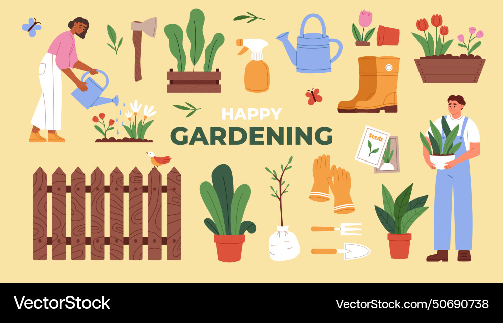 Gardening equipment set Royalty Free Vector Image