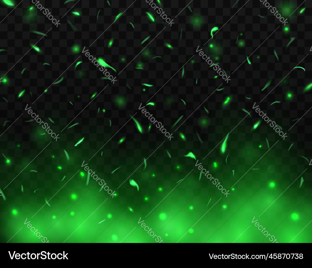 Green fire sparks realistic overlay effect Vector Image