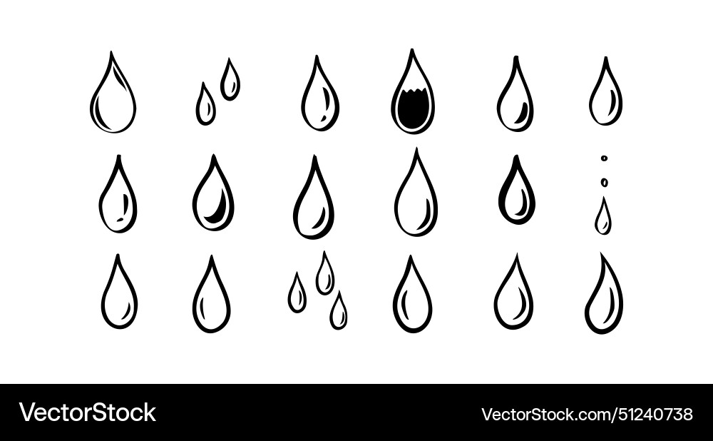 Hand drawn doodle water drop drops icons Vector Image