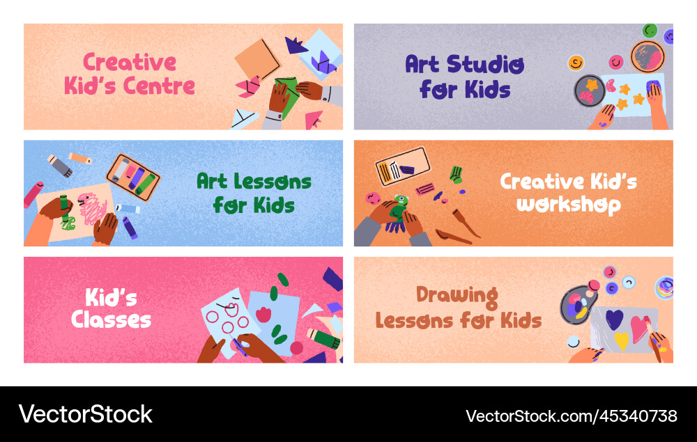 Kids arts and crafts class ad background designs Vector Image