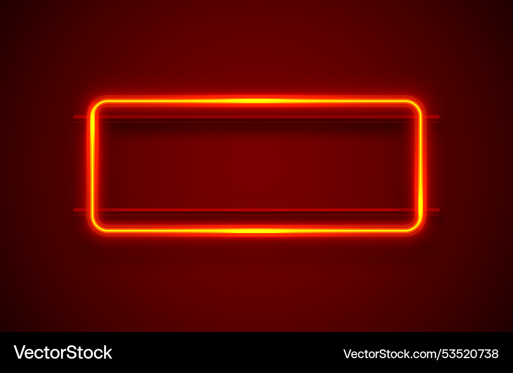 Neon frame red lamp black background line Vector Image