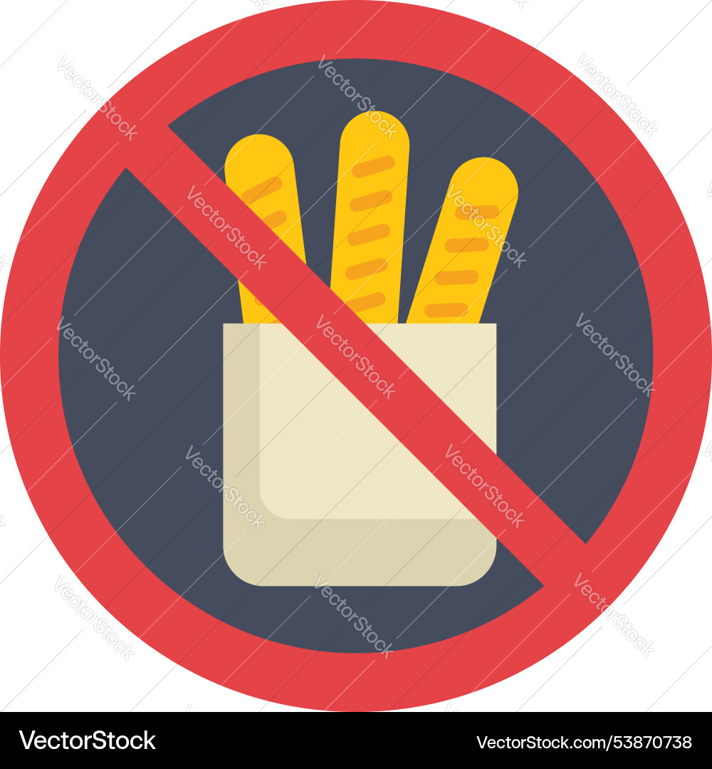 No food or drink allowed symbol with breadsticks Vector Image