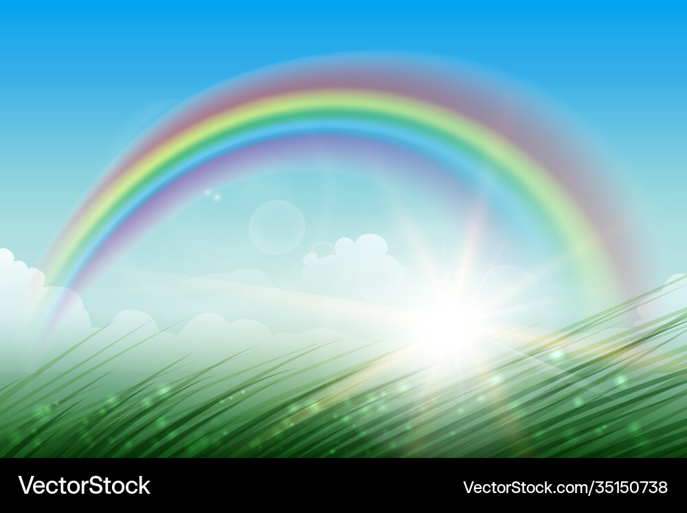 Rainbow landscape background Royalty Free Vector Image