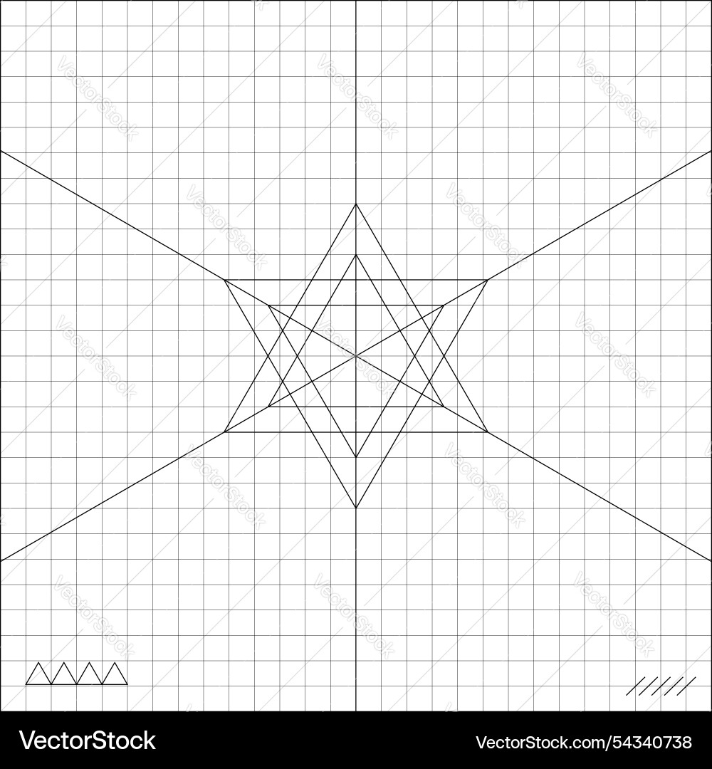 Triangles connected at center point into six Vector Image