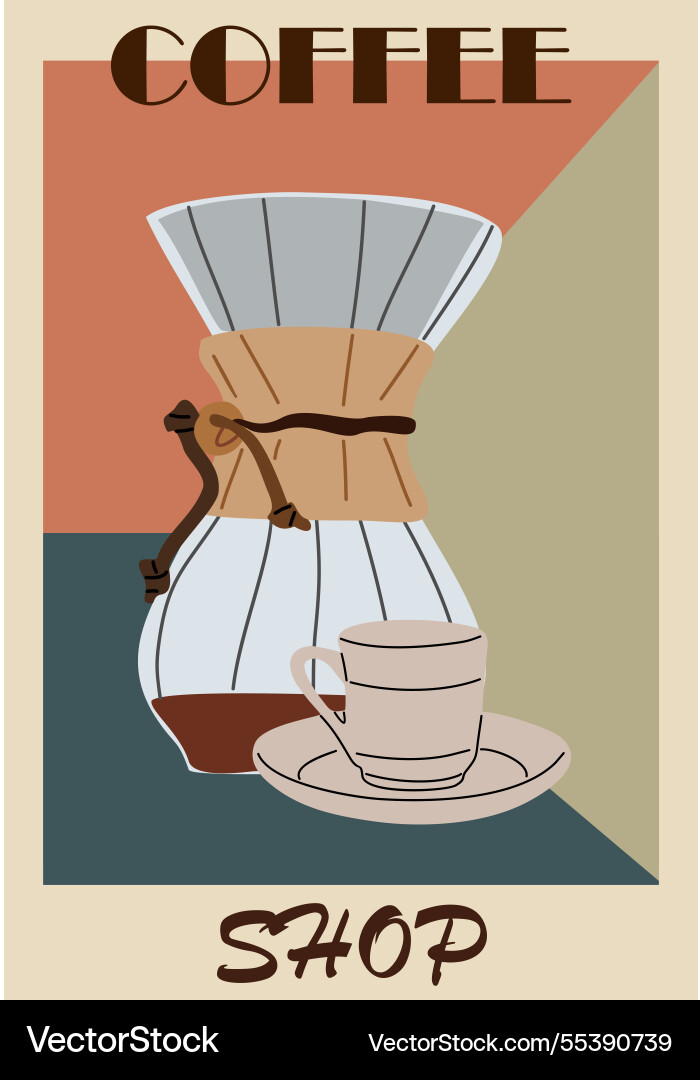 A coffee shop sign featuring pot cup Royalty Free Vector