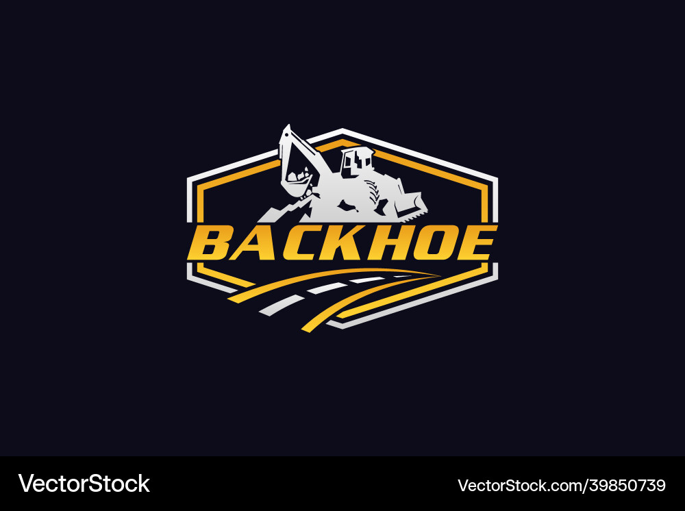 Backhoe logo template heavy equipment Royalty Free Vector