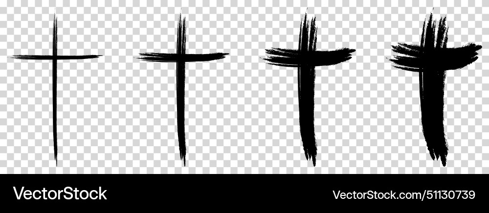 Brush painted cross icons set Royalty Free Vector Image