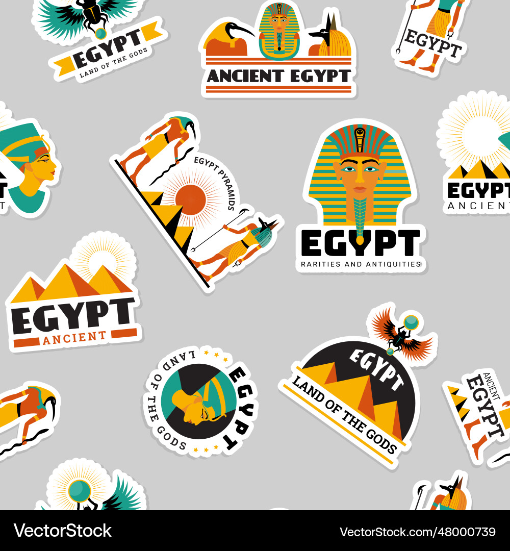 Egypt pattern authentic historical stickers from Vector Image